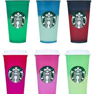 Starbucks Holiday 2021 Limited Color Changing Reusable Hot Cups with Lids - Set of 6