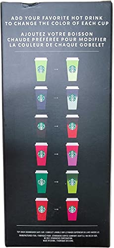 Starbucks Holiday 2021 Limited Color Changing Reusable Hot Cups with Lids - Set of 6