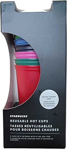 Starbucks Holiday 2021 Limited Color Changing Reusable Hot Cups with Lids - Set of 6