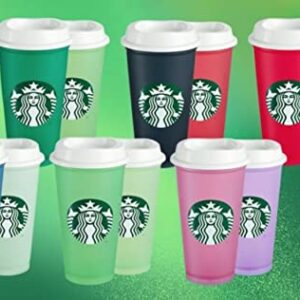 Starbucks Holiday 2021 Limited Color Changing Reusable Hot Cups with Lids - Set of 6