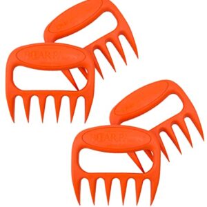 Bear Paws Meat Claws, 2 Pairs (Orange) - The Original Meat Shredder Claws, USA Made - Easily Lift, Shred and Serve Meats - Ultra-Sharp, Ideal Meat Claws for Shredding Pulled Pork, Chicken and Beef…