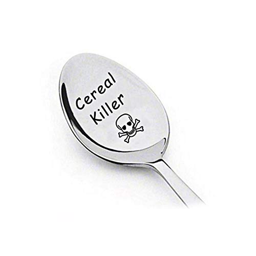 Cereal Killer - Funny Fathers Gifts - Dad Gifts from Son - Laser Engraved Cereal Killer Spoon - Stainless Steel Spoon - Cute Cereal Lovers Gifts for Dad Who Wants Nothing