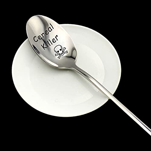 Cereal Killer - Funny Fathers Gifts - Dad Gifts from Son - Laser Engraved Cereal Killer Spoon - Stainless Steel Spoon - Cute Cereal Lovers Gifts for Dad Who Wants Nothing