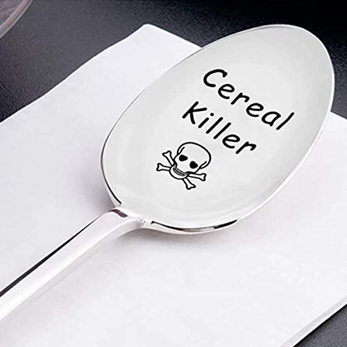 Cereal Killer - Funny Fathers Gifts - Dad Gifts from Son - Laser Engraved Cereal Killer Spoon - Stainless Steel Spoon - Cute Cereal Lovers Gifts for Dad Who Wants Nothing