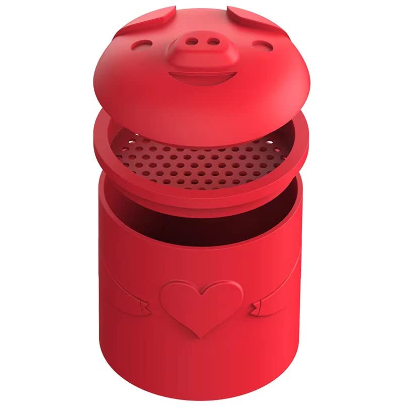 zhuomingjia Bacon Grease Container-Cute Piggy Grease Can with Strainer Dust-Proof Lid for Storing Frying Oil and Cooking Grease - hardened Silicone Grease Container (1)