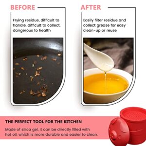 zhuomingjia Bacon Grease Container-Cute Piggy Grease Can with Strainer Dust-Proof Lid for Storing Frying Oil and Cooking Grease - hardened Silicone Grease Container (1)