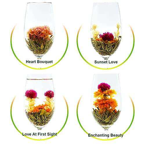 TEARELAE Blooming Tea Flowers - 12pcs Individually Sealed Flowering Tea Balls - Hand-Tied Natural Green Tea Leaves & Edible Flowers - Gifts For Tea Lovers