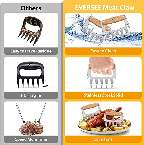 Meat Claws For Shredding - BBQ Grill Claws Stainless Steel Pulled Pork Chicken Shredder Claws Tool Metal Cooking Smoker Accessories Barbecue Birthday Gifts Ideas For Men Women Dad BBQ Enthusiasts