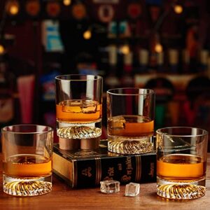 OPAYLY Whiskey Glasses Old Fashioned Glasses Set of 4 12oz Rocks Glasses Gift for Men Women Drinking Bourbon Scotch Cocktails Rum Cognac Vodka at Bar Home