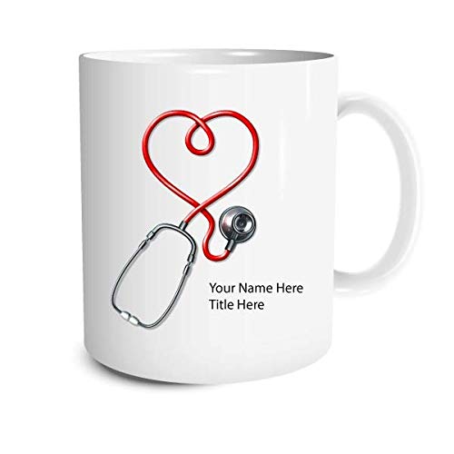 Personalized Stethoscope Coffee Mug - Personalize it with a custom Name, Great for Birthdays, Holidays, Office Gift, Stocking Stuffers, Gag Gift for Doctors, Nurses, Pharmacists