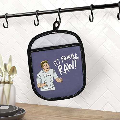 WZMPA Funny Cooking TV Show Pot Holders TV Show Fans Gift TV Show Oven Mitts It's Raw Kitchen Oven Glove BBQ Gloves for Friend Family (It's Raw Holder)