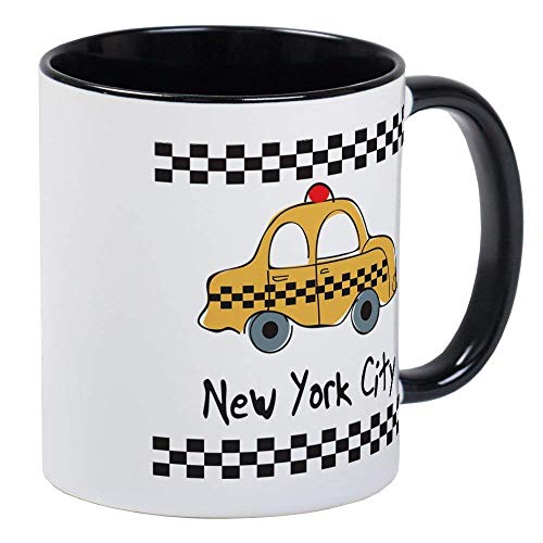 New York City, Taxi Cab Mug - Ceramic 11oz RINGER Coffee/Tea Cup Gift Stocking Stuffer