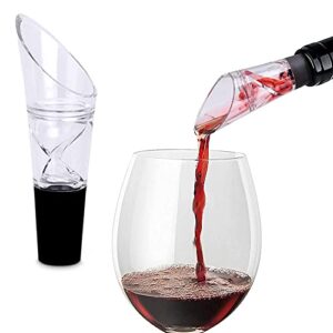 Trovety 360-Degree Wine Aerator Pourer Spout - 2-in-1 Diffuser Oxygenator & Pouring Dispenser - Fits Standard Bottles - Acrylic Plastic, Silicone Rubber, Stainless Steel - Sommelier Gifts, Accessories