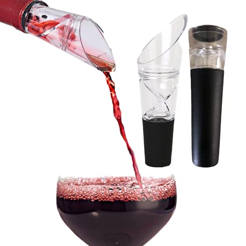 Trovety 360-Degree Wine Aerator Pourer Spout - 2-in-1 Diffuser Oxygenator & Pouring Dispenser - Fits Standard Bottles - Acrylic Plastic, Silicone Rubber, Stainless Steel - Sommelier Gifts, Accessories