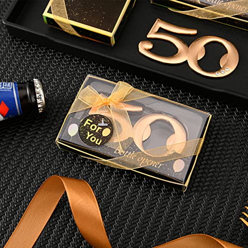 24 PCS 50th Birthday Party Favors 50 Shaped Bottle Openers 50th Birthday Golden Wedding Gifts Souvenirs for Guest , Party Decorations