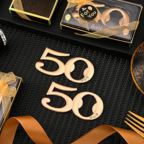 24 PCS 50th Birthday Party Favors 50 Shaped Bottle Openers 50th Birthday Golden Wedding Gifts Souvenirs for Guest , Party Decorations