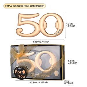 24 PCS 50th Birthday Party Favors 50 Shaped Bottle Openers 50th Birthday Golden Wedding Gifts Souvenirs for Guest , Party Decorations