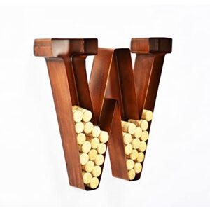 wine cork holder letter w | wine corks | flowers | metal wooden finished | wall art | holidays | home kitchen storage | housewarming | engagement | bridal |