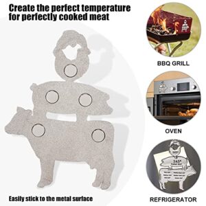 2023 Upgraded Meat Temperature Metal Magnet&Chart with Internal Temperatures Cooking Time,BBQ Smoking Meat Accessories Grilling Gifts for Smoker Men Dad Unique,Cute Meat Tempe Guide Magnet Decor