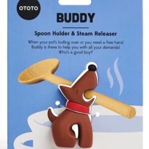 OTOTO Buddy Dog Kitchen Spoon Holder- Cooking Spoon Rest for Kitchen Counter- Spatula, Ladle Holder, Kitchen Utensil Holder- Heat Resistant Dishwasher-Safe Utensil Rest BPA-Free Spoon Holder