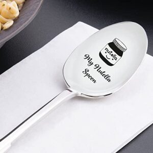 TyM my Nutella spoon Engraved Stainless Steel spoon for coffee tea cereal ice cream - Engraved gift for him / her - 7 inch Sturdy handle and food safe engraving