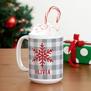 Let's Make Memories Personalized Holiday Snowflake Mug - Coffee Mug - Christmas Stocking Stuffer - Customize Name