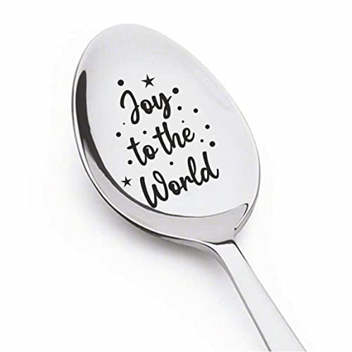 Joy To The World | Gift For Christmas for Wife/Husband/Girlfriend/Boyfriend/Friends/Mom/Dad | Christmas Stocking Stuffer | Stainless Steel Engraved 7 inches Teaspoon