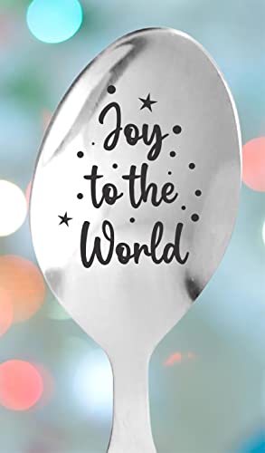 Joy To The World | Gift For Christmas for Wife/Husband/Girlfriend/Boyfriend/Friends/Mom/Dad | Christmas Stocking Stuffer | Stainless Steel Engraved 7 inches Teaspoon