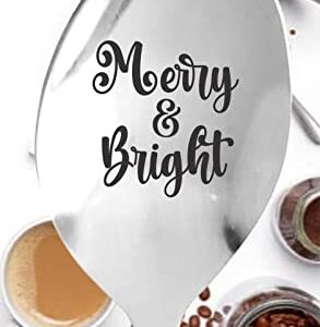 Merry & Bright | Gift For Christmas for Wife/Husband/Girlfriend/Boyfriend/Friends/Mom/Dad | Christmas Stocking Stuffer | Stainless Steel Engraved 7 inches Teaspoon