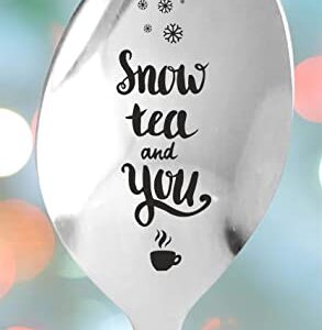 Snow Tea & You Spoon Gift For Christmas for Tea Lover Wife/Husband/Girlfriend/Boyfriend | Christmas Stocking Stuffer | Stainless Steel 7 inches Teaspoon