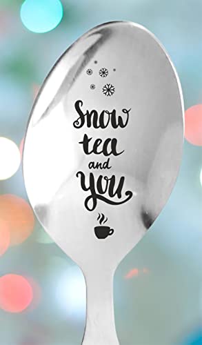 Snow Tea & You Spoon Gift For Christmas for Tea Lover Wife/Husband/Girlfriend/Boyfriend | Christmas Stocking Stuffer | Stainless Steel 7 inches Teaspoon