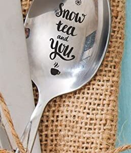 Snow Tea & You Spoon Gift For Christmas for Tea Lover Wife/Husband/Girlfriend/Boyfriend | Christmas Stocking Stuffer | Stainless Steel 7 inches Teaspoon