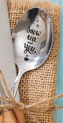 Snow Tea & You Spoon Gift For Christmas for Tea Lover Wife/Husband/Girlfriend/Boyfriend | Christmas Stocking Stuffer | Stainless Steel 7 inches Teaspoon