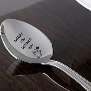 Valentine's Day Gift | Gift for Husband | Birthday Christmas Gifts | Penguin Gift | Cute Penguin Gift for Couples | Boyfriend Gift | Waddle I Do Without You - 7inch Stainless Steel Spoon