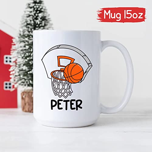 Kids Personalized Basketball Mug, Custom Basketball Sport Coffee Mug With Child's Name, Child's Basketball Cups, Basketball Ceramic Mugs For Kids, Customized Kids Basketball Coffee Cups 11oz 15oz