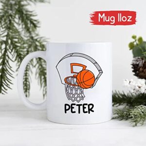 Kids Personalized Basketball Mug, Custom Basketball Sport Coffee Mug With Child's Name, Child's Basketball Cups, Basketball Ceramic Mugs For Kids, Customized Kids Basketball Coffee Cups 11oz 15oz