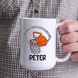 Kids Personalized Basketball Mug, Custom Basketball Sport Coffee Mug With Child's Name, Child's Basketball Cups, Basketball Ceramic Mugs For Kids, Customized Kids Basketball Coffee Cups 11oz 15oz