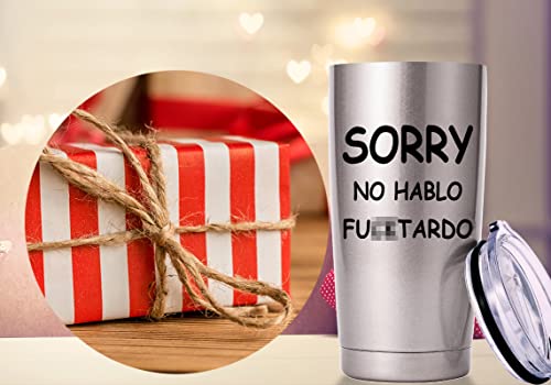 Funny Mug Gifts for Men.Sorry No Hablo Sarcastic Novelty Cup Joke Great Gag Gift Idea Tumbler for Men Women Office Work Adult Humor Employee Boss Coworkers(20oz Stainless Steel)