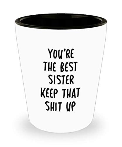 Funny Best Sister Shot Glass You're The Best Sister Keep That Shit Up Best Inspirationaland Sarcasm 1.4 Oz Birthday Stocking Stuffer