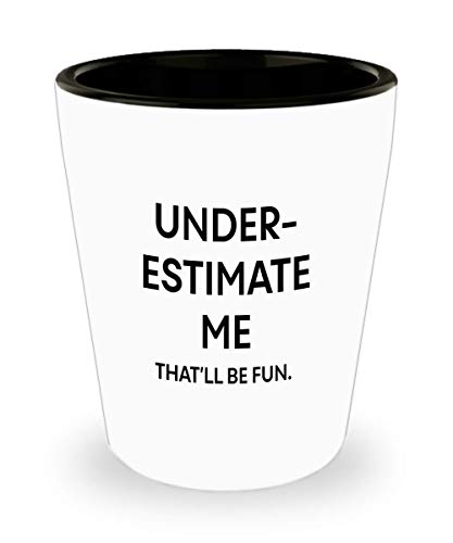 Under-Estimate Me That'll Be Fun Sarcastic Shot Glass Unique Best Funny Idea 1.4 Oz Birthday Stocking Stuffer