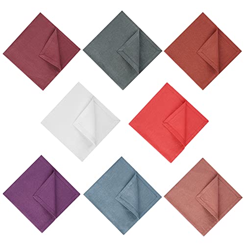 Sunday Path 100% Pure French Linen Dinner Napkins, Set of 4, 18" x 18", Reusable & Machine Washable, Natural Flax Cloth Napkin, Handmade with Mitered Corners, Gift Choice | Brick Red