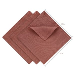 Sunday Path 100% Pure French Linen Dinner Napkins, Set of 4, 18" x 18", Reusable & Machine Washable, Natural Flax Cloth Napkin, Handmade with Mitered Corners, Gift Choice | Brick Red