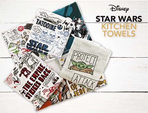 Disney Star Wars The Mandalorian 100% Cotton Kitchen Towels – Set of 2 Towels – Perfect for Drying Dishes and Hands – Machine Washable Kitchen Towel Set – 16" x 26" – Wherever He Goes, I Go