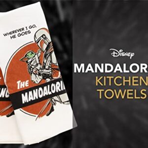 Disney Star Wars The Mandalorian 100% Cotton Kitchen Towels – Set of 2 Towels – Perfect for Drying Dishes and Hands – Machine Washable Kitchen Towel Set – 16" x 26" – Wherever He Goes, I Go