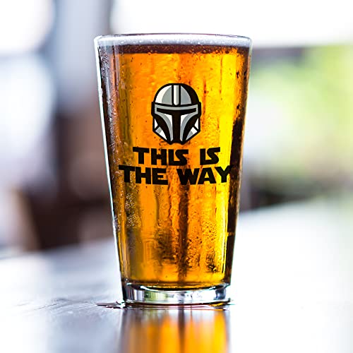 Momstir This is the Way Star Wars Themed Beer Glass with Mandolorian Bounty Hunter Din Djarin during the Fallen Galactic Empire - Star Wars Gift for Men and Women, Starwars Fans Gift Idea