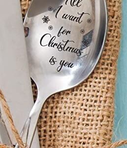 All I want for Christmas is You Engraved Spoon Gift For Christmas | Christmas Stocking Stuffer | Stainless Steel 7 inches Teaspoon