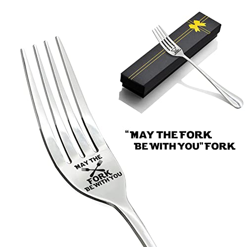 May The Fork Be With You Dinner Forks, Gifts for Star Fans, Men, Boyfriend, Girlfriend, Friends, Husband, Wife, Inspirational Christmas Birthday Valentine's Day Gifts, Funny Stainless Steel Forks