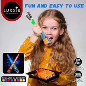 Luxxis Lightsaber Star Wars Chopsticks Light Up LED glowing Multicolor Chopsticks for Fun Theme Party and Gift Set [1 pair - Multicolor] with Bottle Opener and Gift Ready Post Card