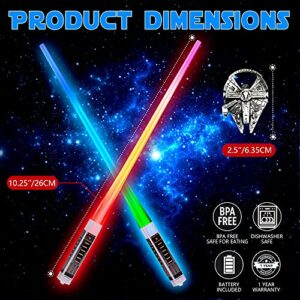 Luxxis Lightsaber Star Wars Chopsticks Light Up LED glowing Multicolor Chopsticks for Fun Theme Party and Gift Set [1 pair - Multicolor] with Bottle Opener and Gift Ready Post Card