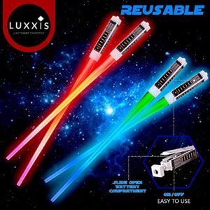 Luxxis Lightsaber Star Wars Chopsticks Light Up LED glowing Multicolor Chopsticks for Fun Theme Party and Gift Set [1 pair - Multicolor] with Bottle Opener and Gift Ready Post Card